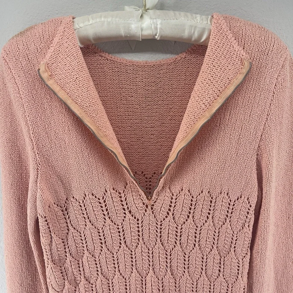 Handmade | Sweaters | Vtg 7s Balletcore Hand Knit Sweater Pink M Clean ...